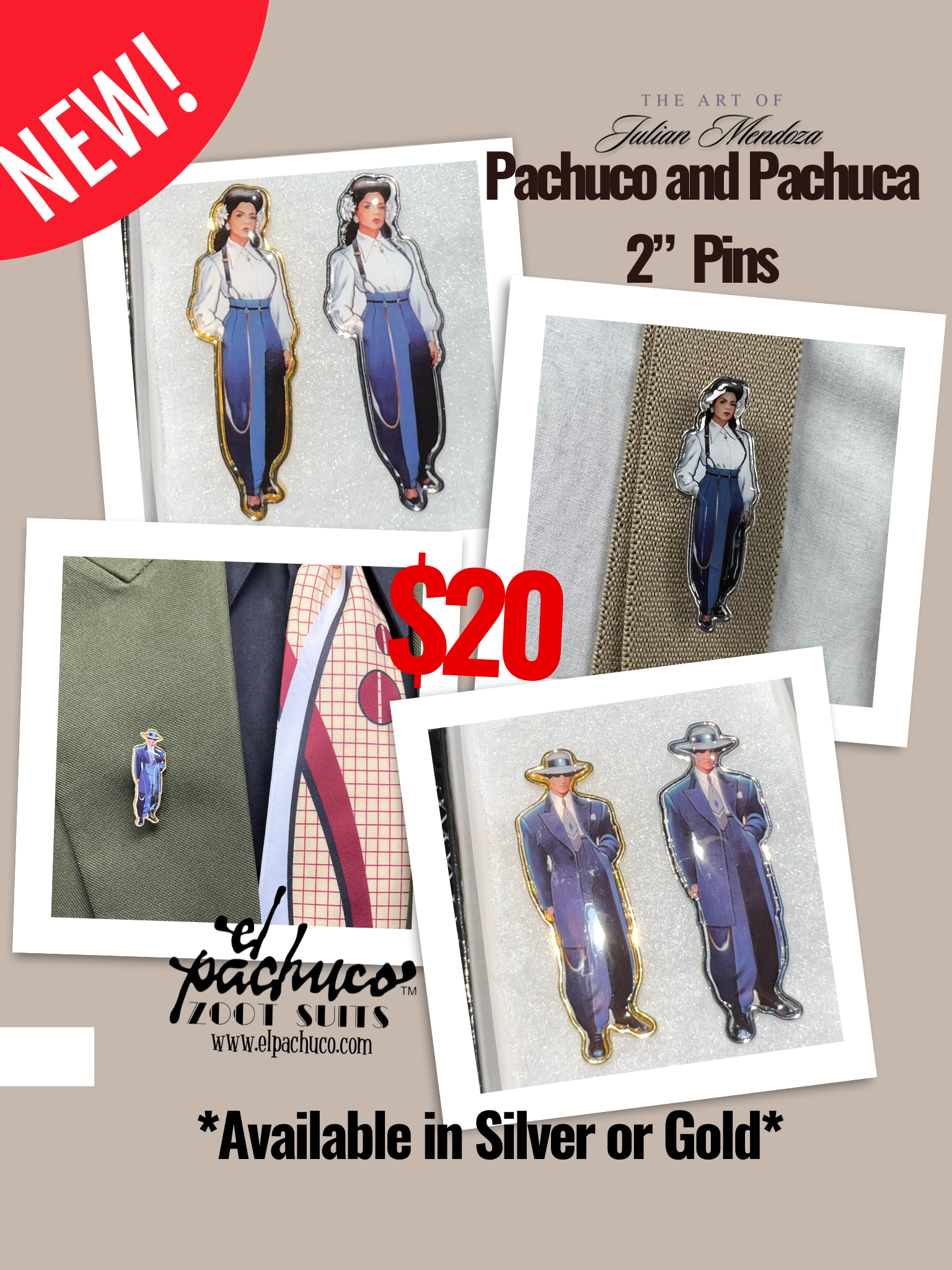 Pachuco or Pachuca Brooch Pin | El Pachuco Zoot Suits